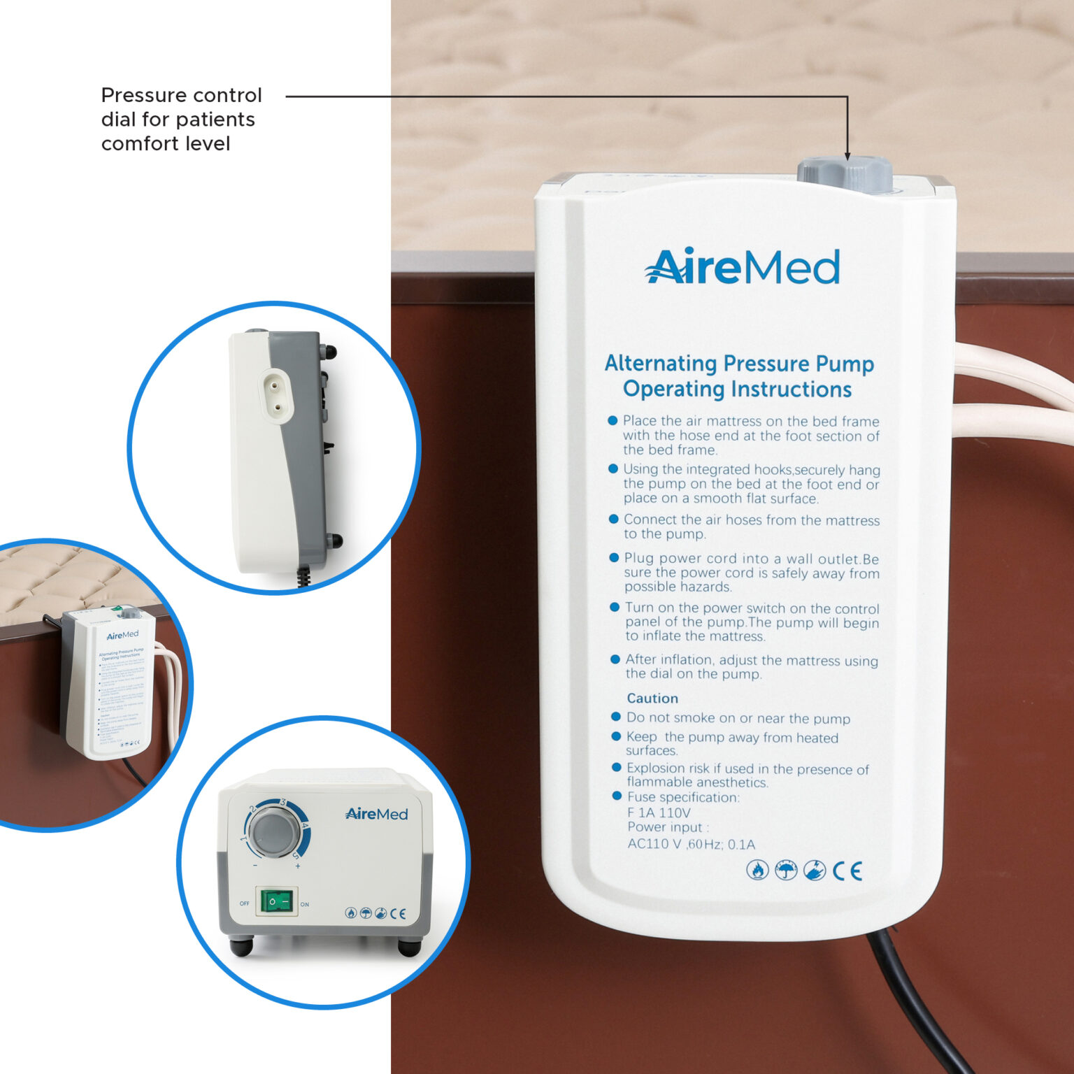 AireMed Alternating Pressure Mattress Topper With Whisper Quiet ...