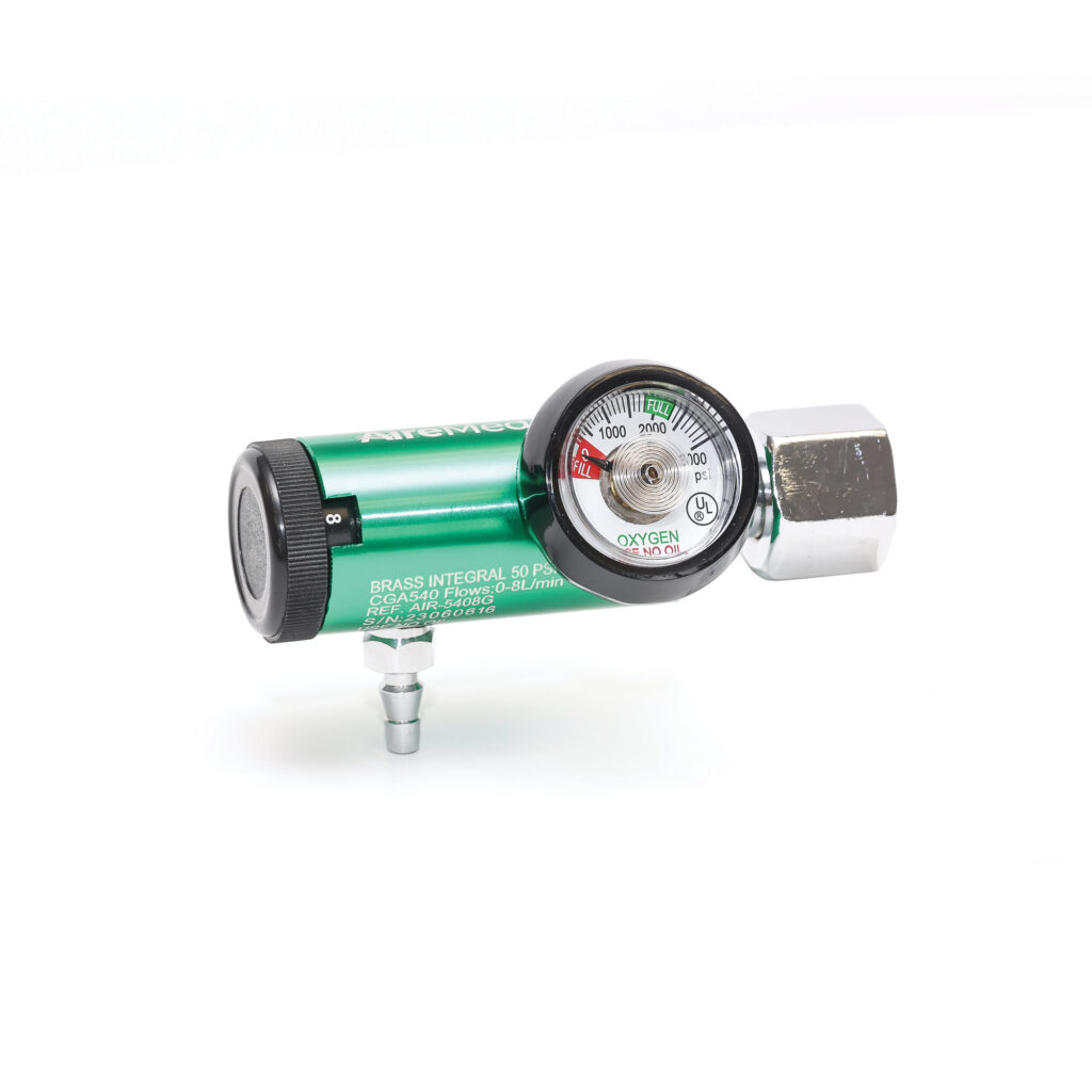 AireMed Oxygen Tank Regulator 0-25LPM, CGA-870 Gauge Flow Rate - AireMed