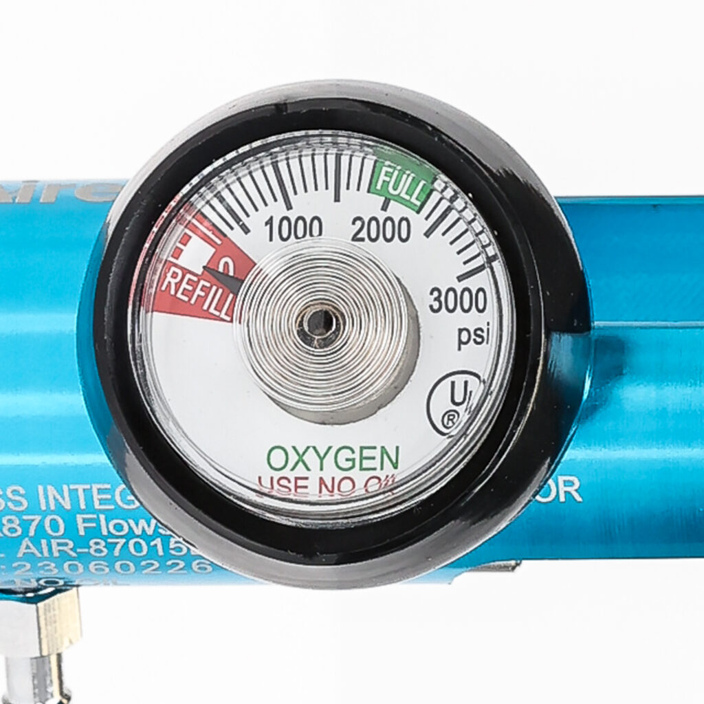 AireMed Oxygen Tank Regulator 0-15LPM, CGA-870 Gauge Flow Rate - AireMed