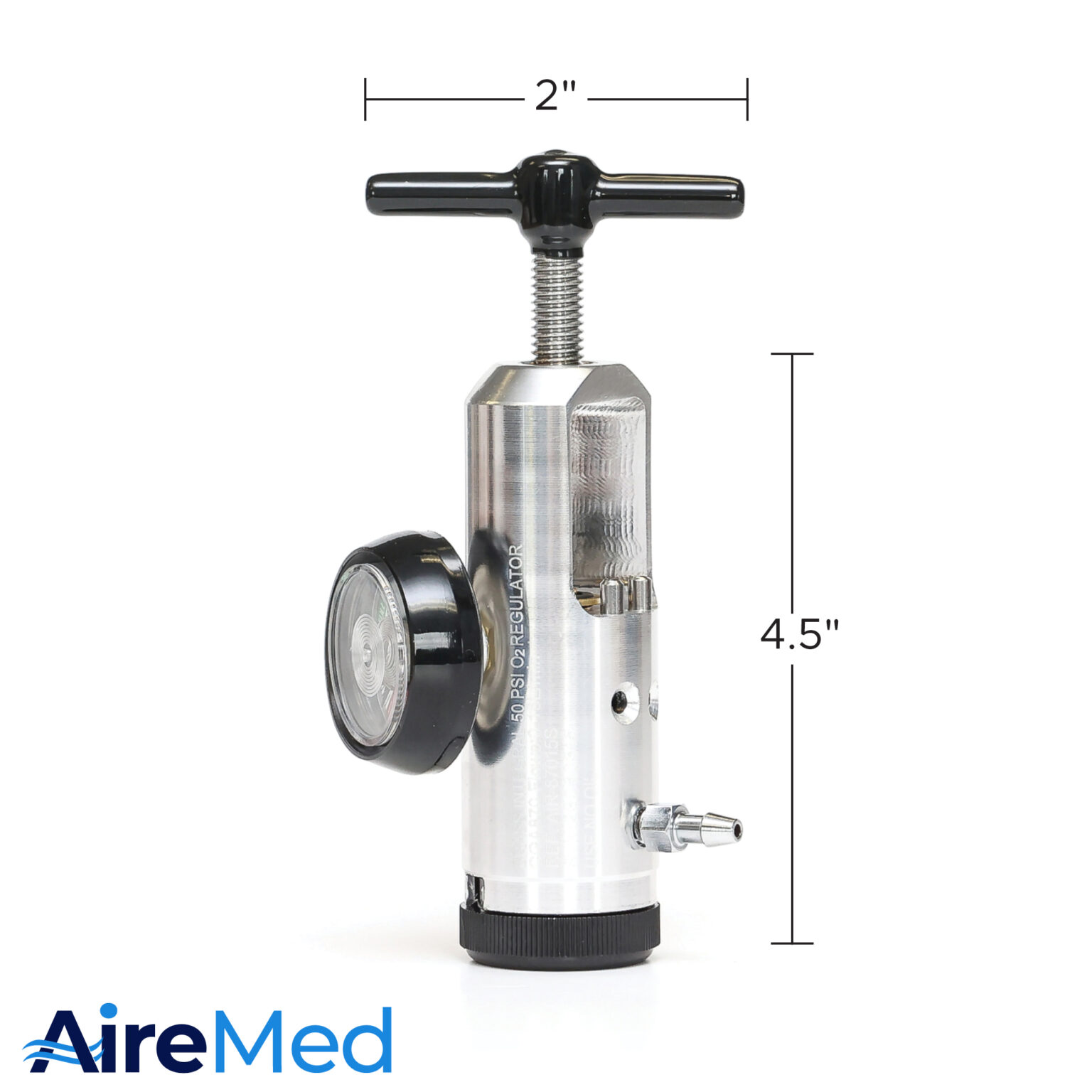 AireMed Oxygen Tank Regulator 0-15LPM, CGA-870 Gauge Flow Rate - AireMed